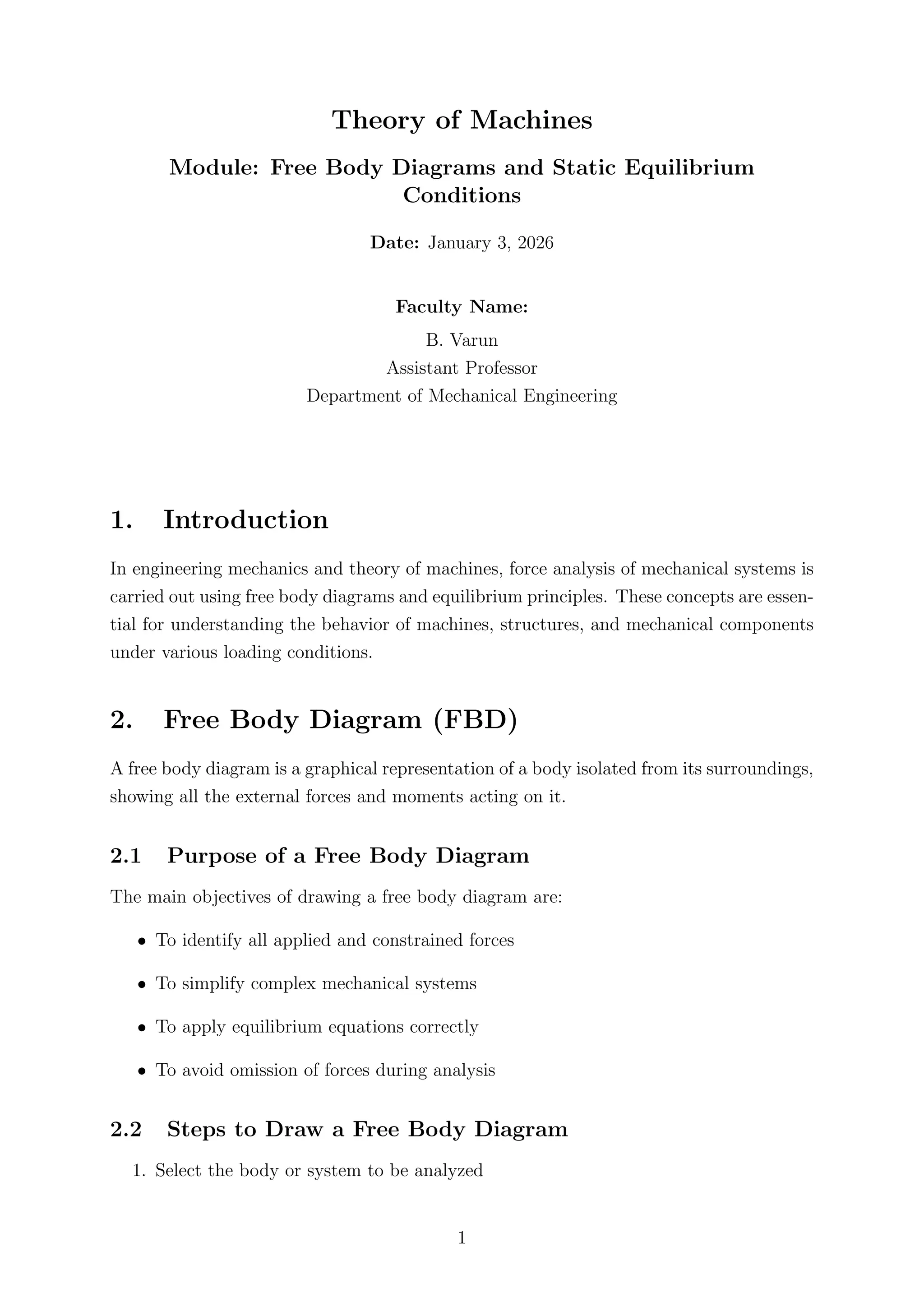 Introduction to Free Body Diagrams - Fundamentals | PDF