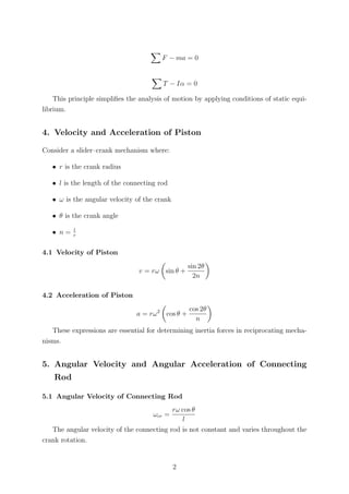 Inertia force and Inertia torque - Analysis | PDF
