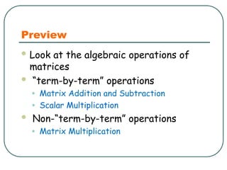 2.1 Operations with Matrices powerpoint presentation | PPT