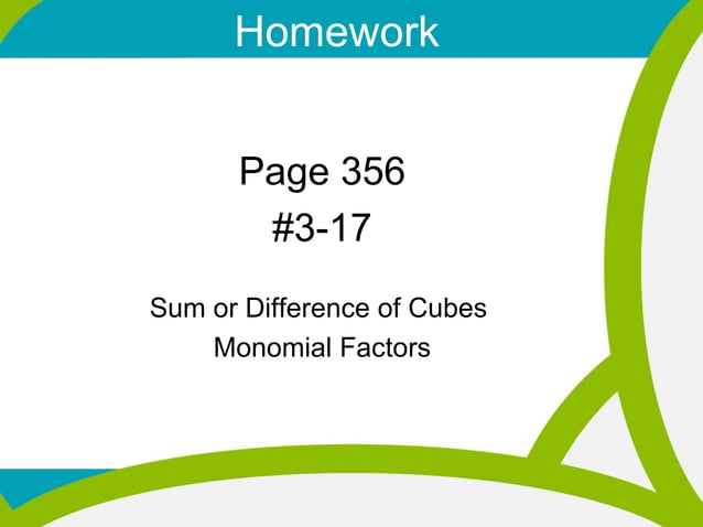 2/27/12 Special Factoring - Sum & Difference of Two Cubes | PPT