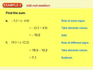 2.2 add real numbers 1 | PPT