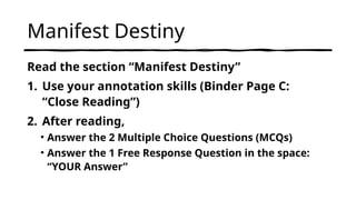 Manifest Destiny and the Railroads - US History | PPT