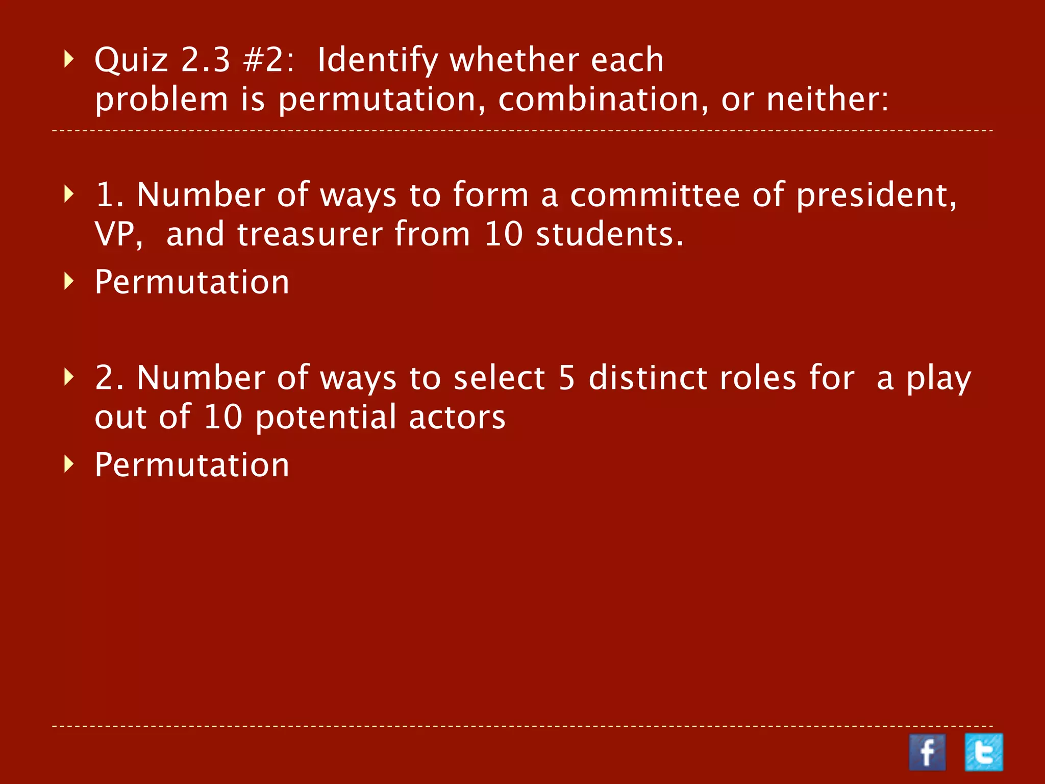Counting Partitions: Combinations - Finite Math | PPT