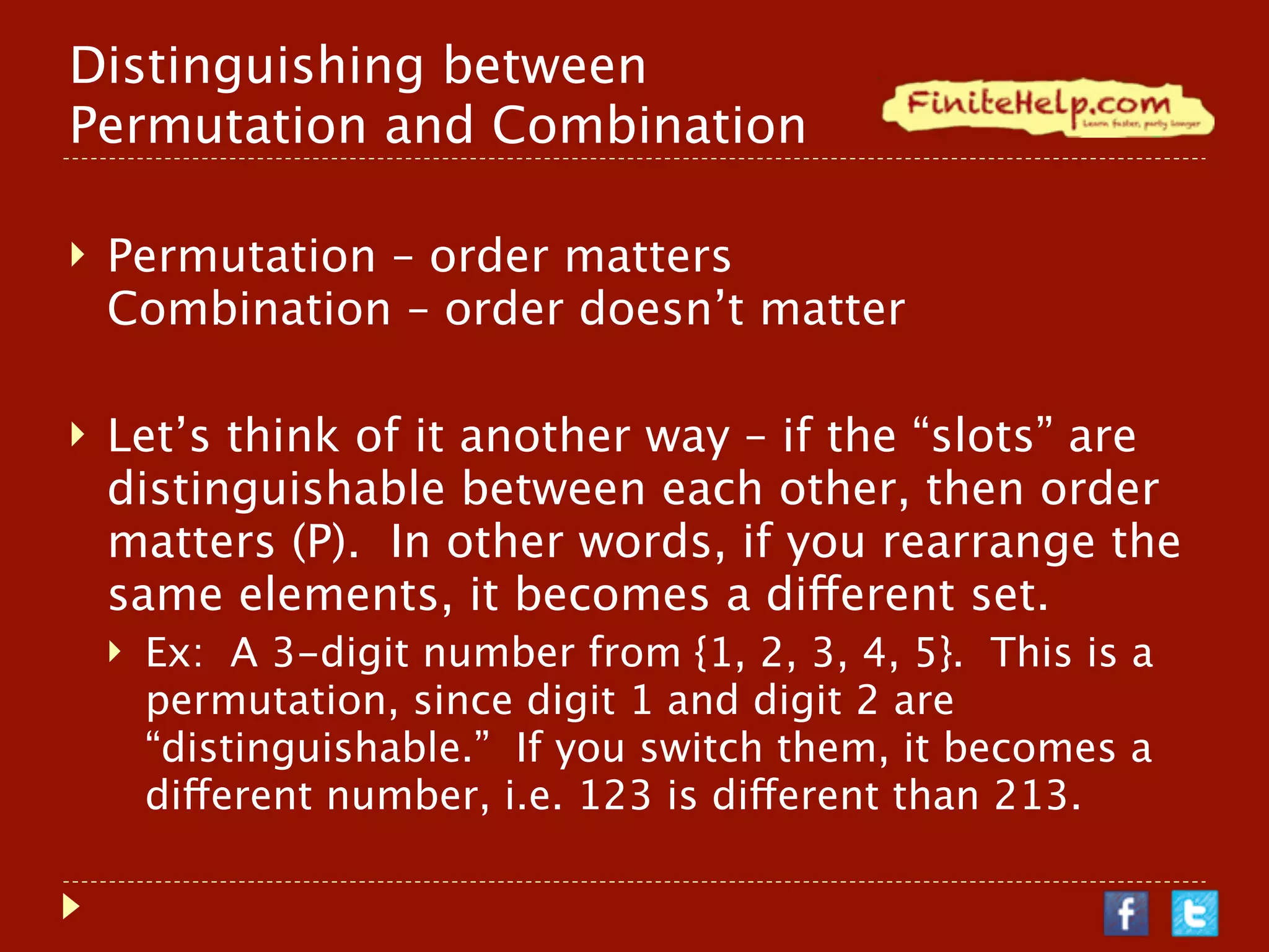 Counting Partitions: Combinations - Finite Math | KEY