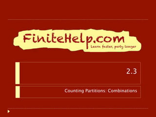 Counting Partitions: Combinations - Finite Math | KEY
