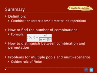 Counting Partitions: Combinations - Finite Math | PPT