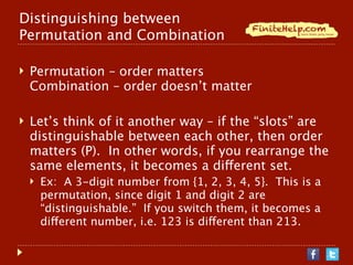 Counting Partitions: Combinations - Finite Math | PPT