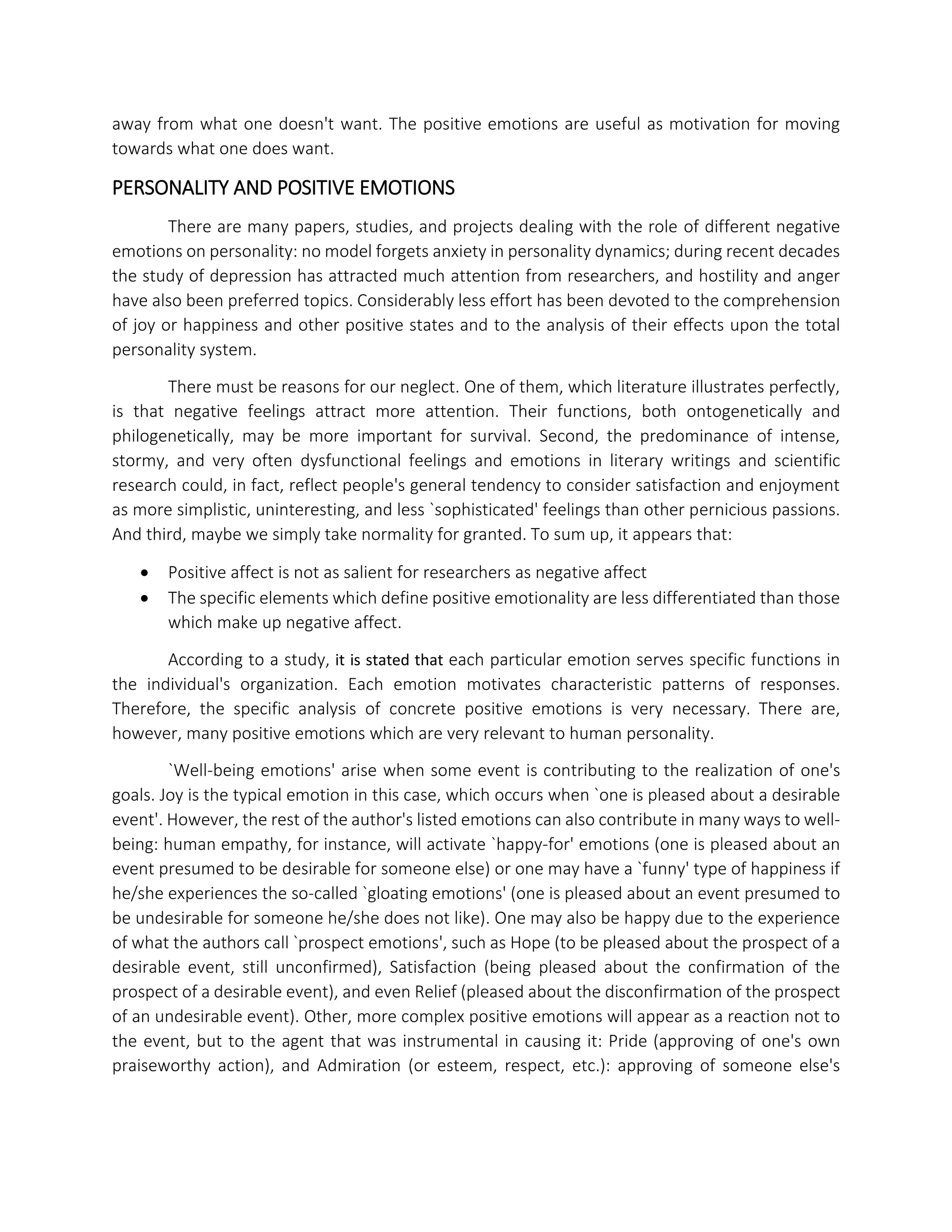 PERSONALITY AND POSITIVE EMOTIONS | PDF