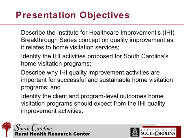 Quality Improvement for Maternal Child Health Home Visiting Models | PPT