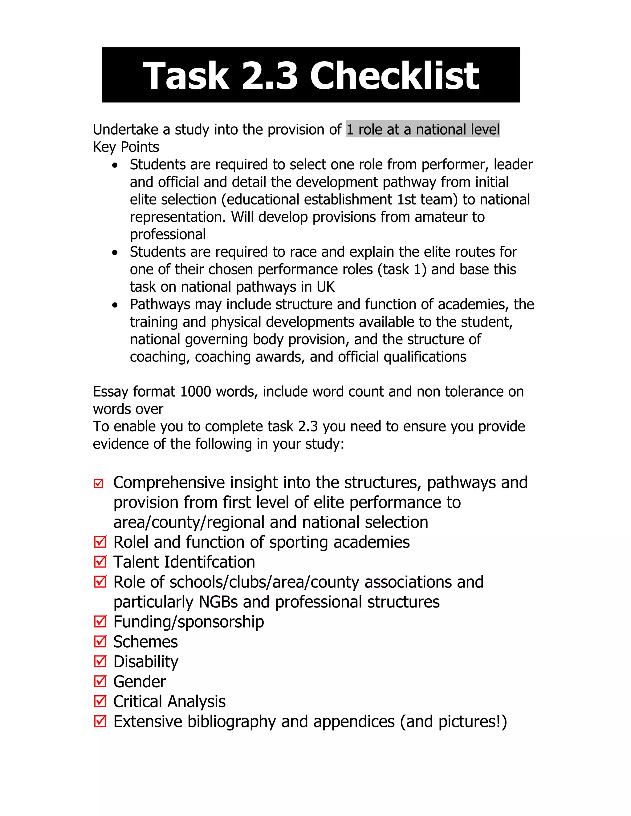 Task 2.3 National Study Checklist | DOC