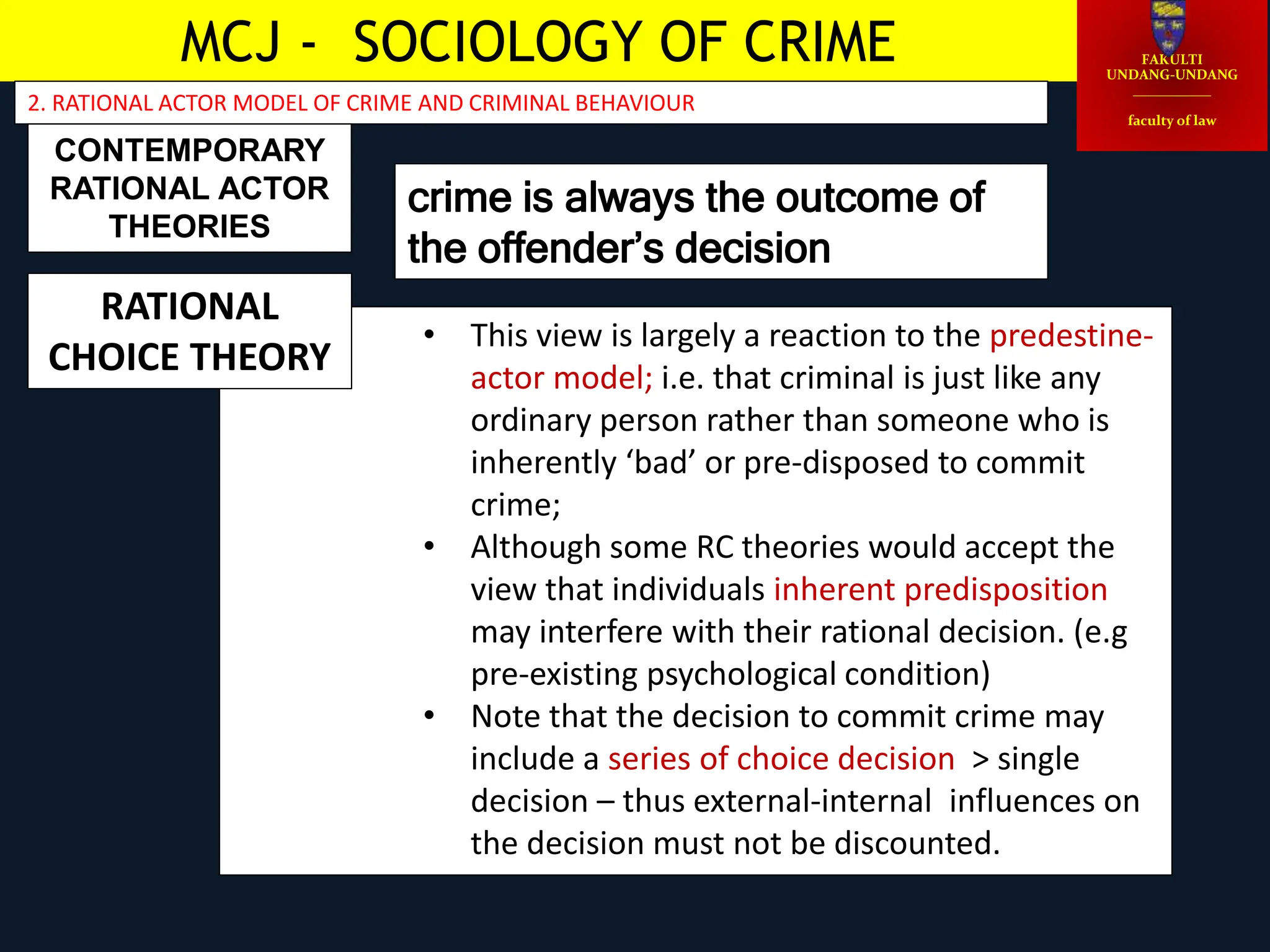 2-3 CLASSICAL CRIMINOLOGY RATIONAL ACTOR MODEL OF CRIME AND CRIMINAL ...