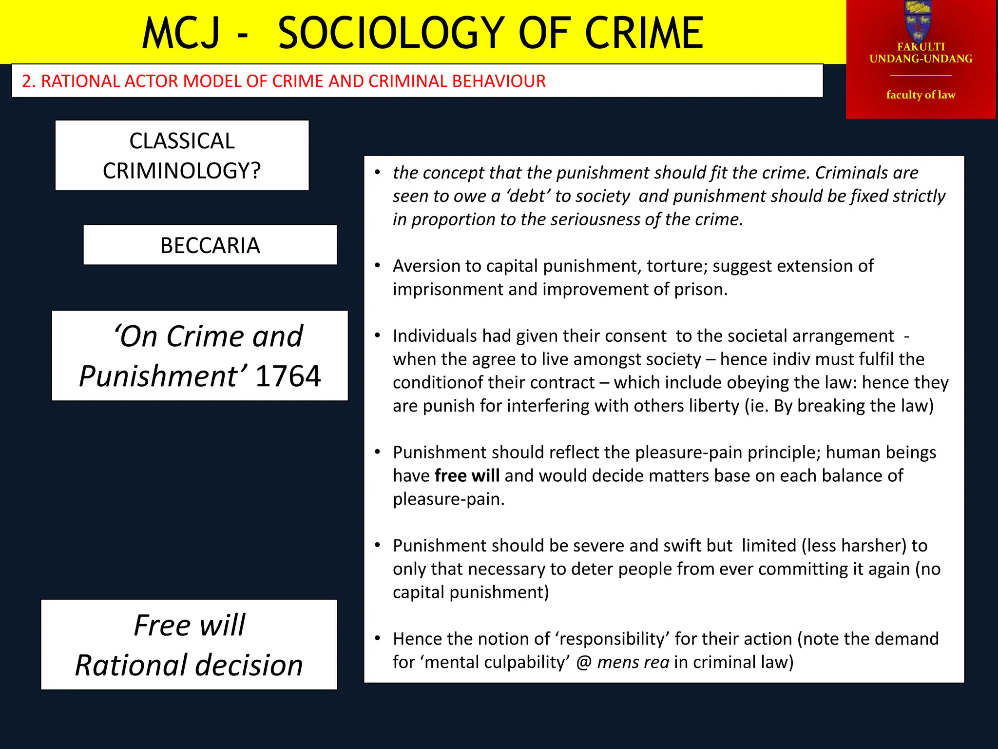 2-3 CLASSICAL CRIMINOLOGY RATIONAL ACTOR MODEL OF CRIME AND CRIMINAL ...