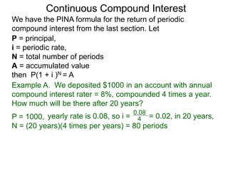 Continuous Compound Interest Formula