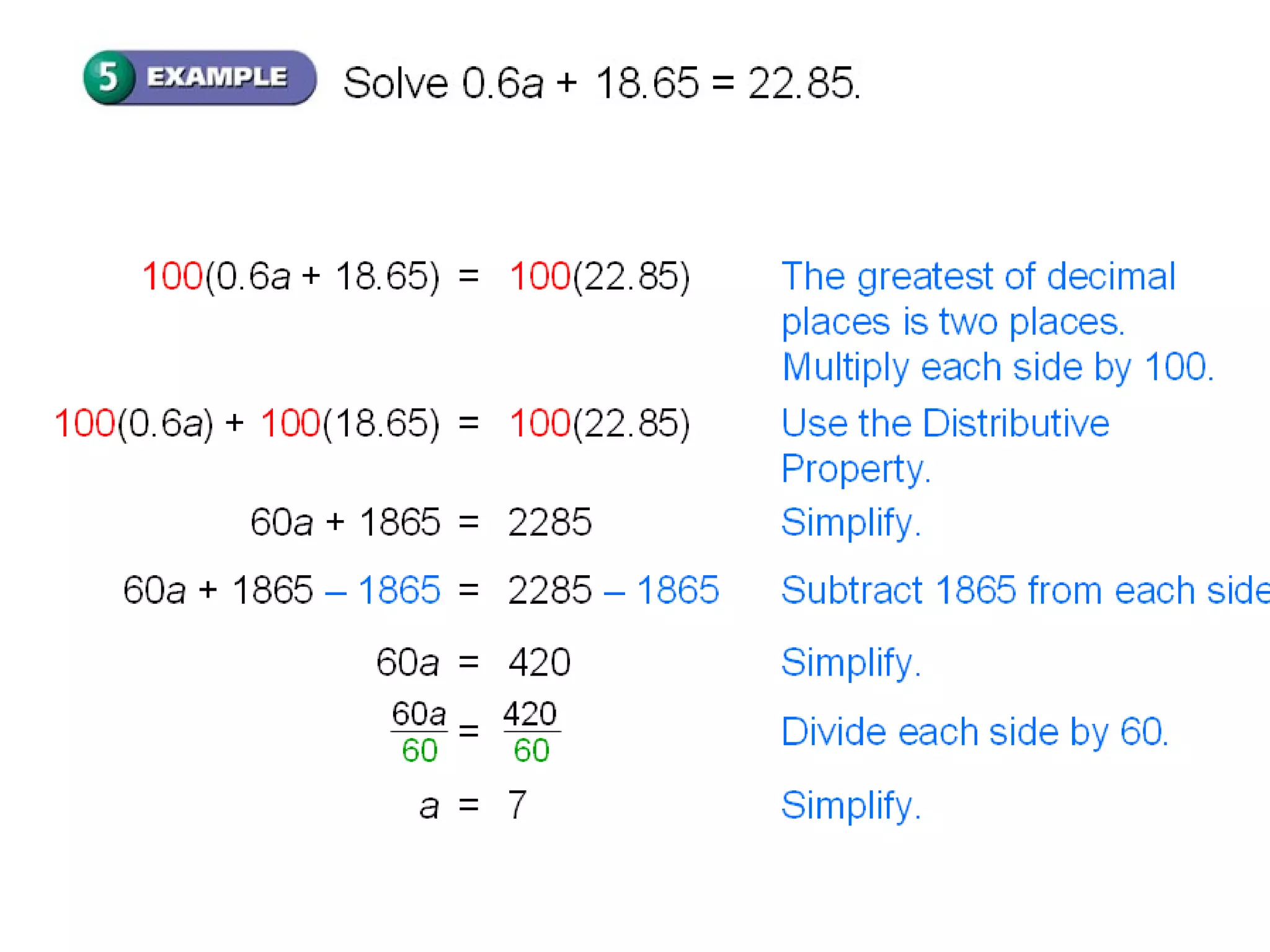 Clearing equations of fractions & decimals | PPT