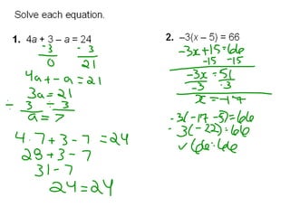 Clearing equations of fractions & decimals | PPT