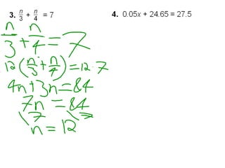 Clearing equations of fractions & decimals | PPT