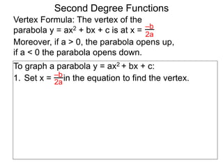 2.4 grapgs of second degree functions | PPTX