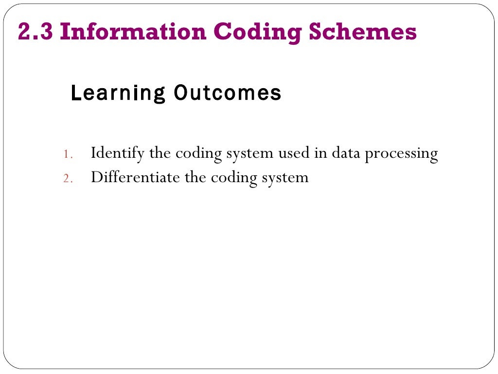 2 3 Information Coding Scheme