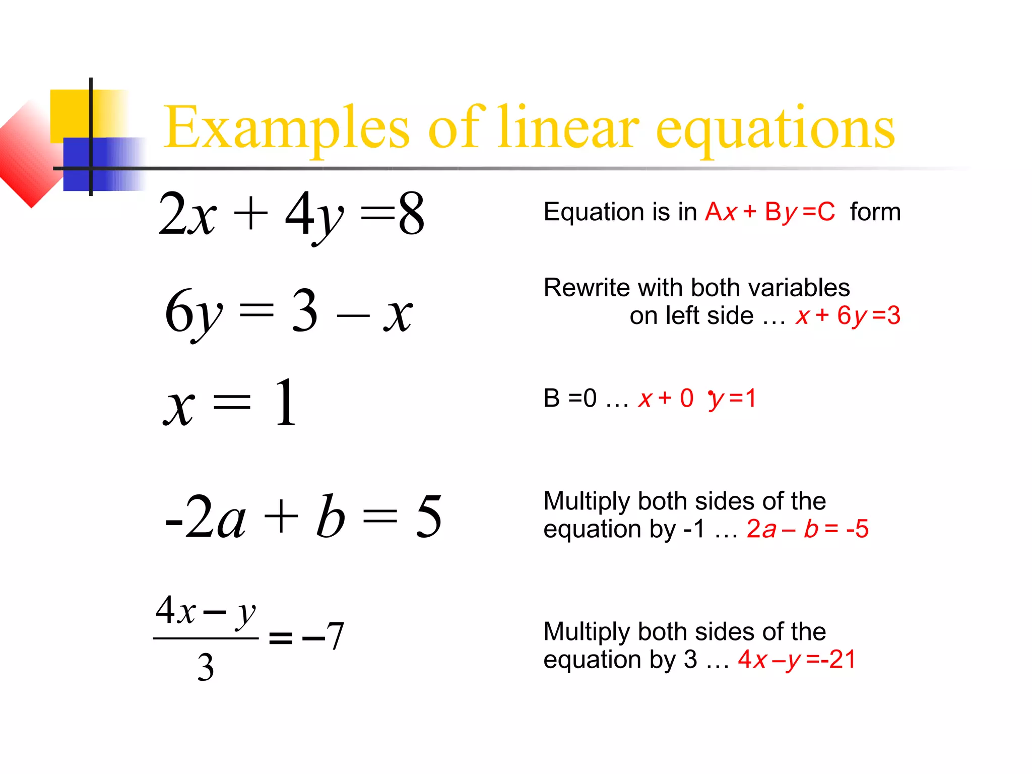 2.3 linear equations | PPT