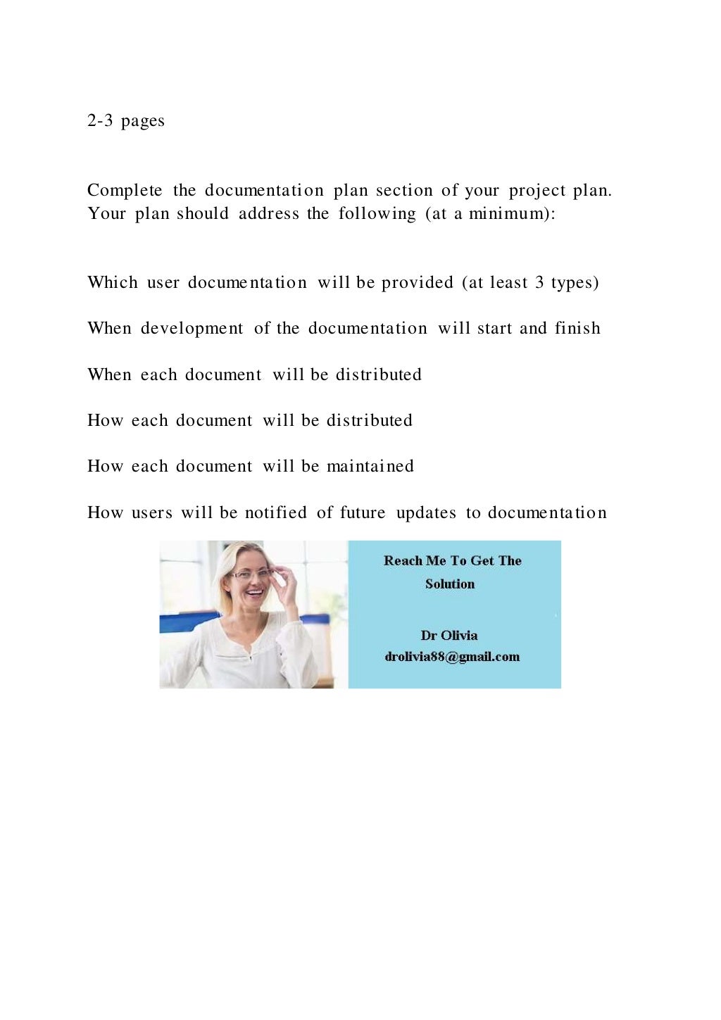 2-3 pagesComplete the documentation plan section of your proje | PDF