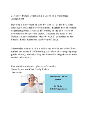 2-3 Short Paper Organizing a Union in a WorkplaceAssignmentDe.docx