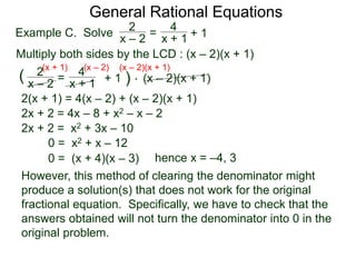 Rational Equations Solving For X