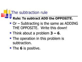2.3 subtraction integers ws day 1 | PPT