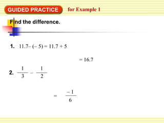 2.3 subtraction real numbers 1 | PPTX