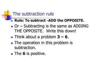 2.3 subtraction real numbers 1 | PPTX
