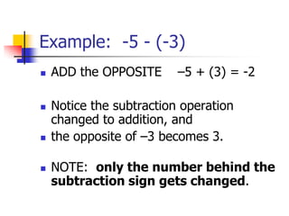 2.3 subtraction real numbers 1 | PPTX