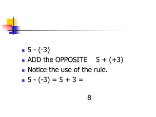 2.3 subtraction real numbers 1 | PPTX