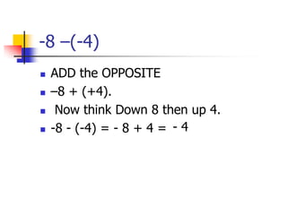 2.3 subtraction real numbers 1 | PPTX