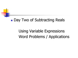 2.3 subtraction real numbers 2 | PPT