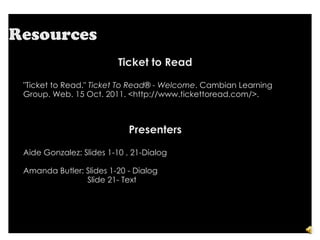 2.3 -tutorial- TicketToRead | PPT