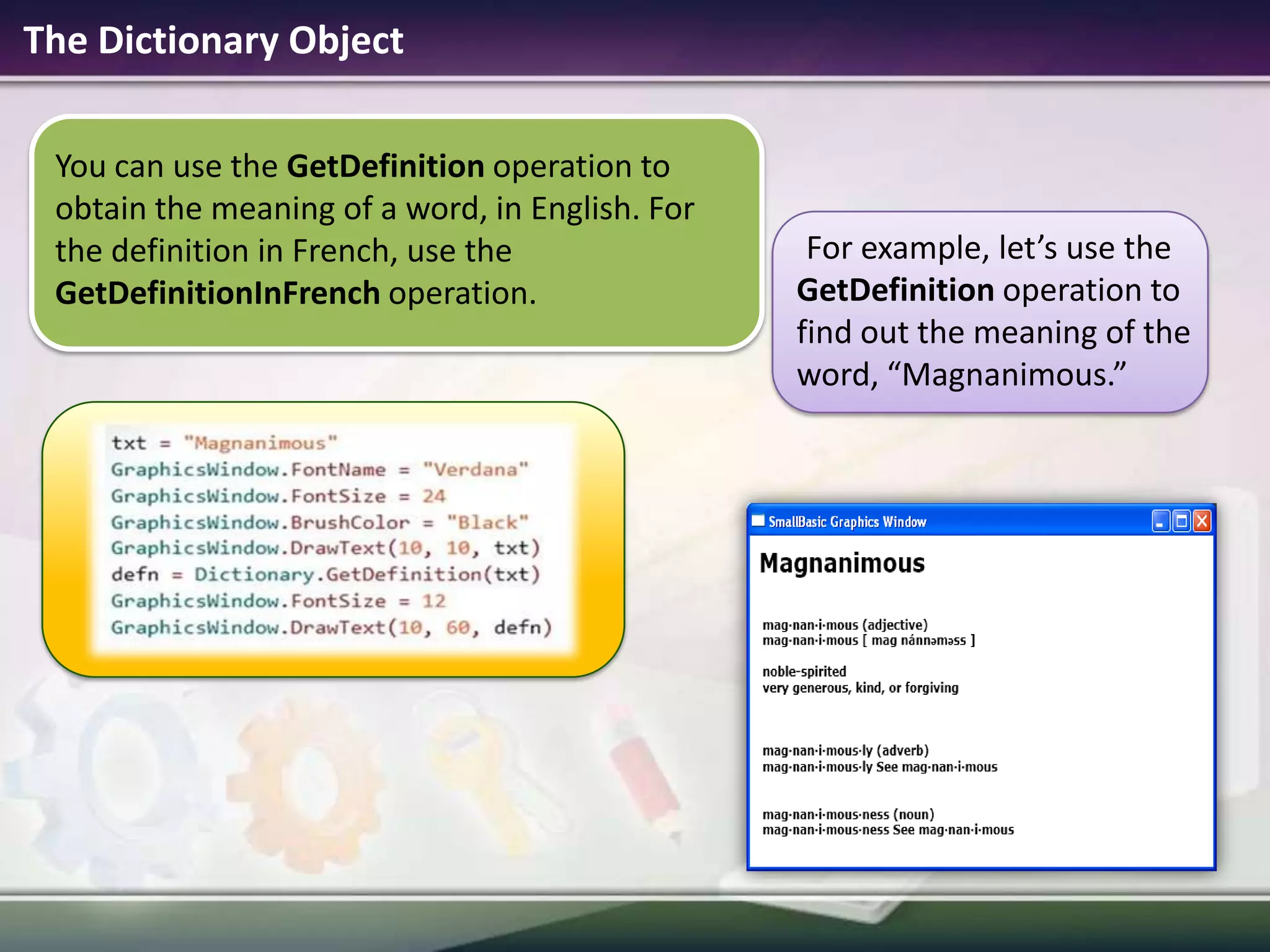 2.5 clock, desktop, and dictionary objects | PPT