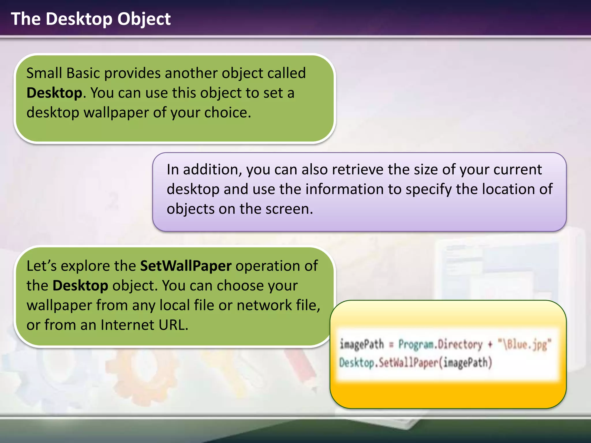 2.5 clock, desktop, and dictionary objects | PPT