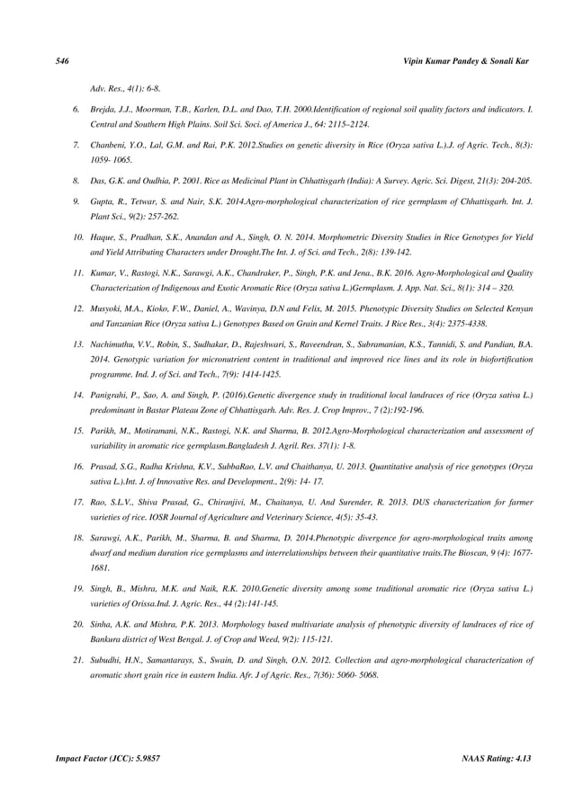 STUDY OF MORPHOLOGICAL AND YIELD ATRIBUTING CHARACTERS IN INDIGENOUS ...