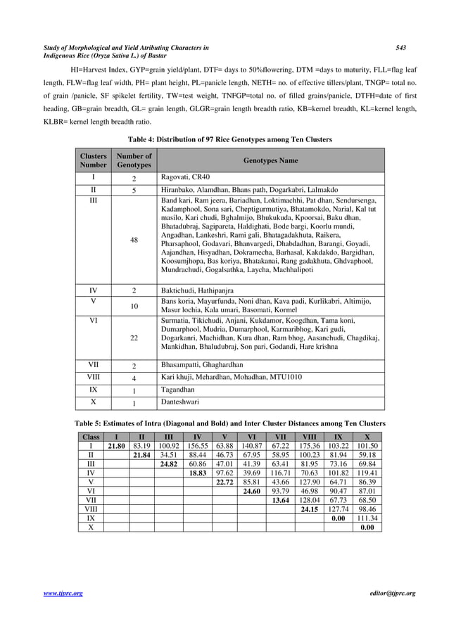 STUDY OF MORPHOLOGICAL AND YIELD ATRIBUTING CHARACTERS IN INDIGENOUS ...