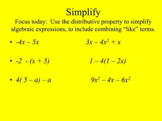 2.5 apply the distributive property day 2 | PPTX | Programming ...