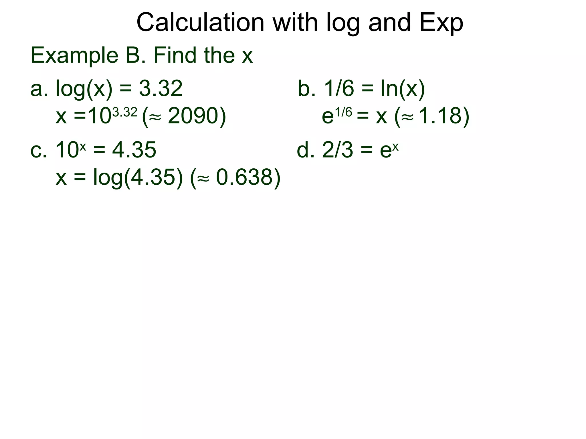 2.5 calculation with log and exp | PPT