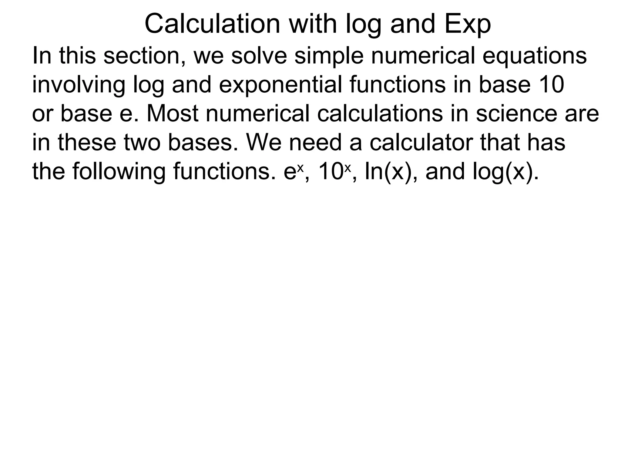 2.5 calculation with log and exp | PPT