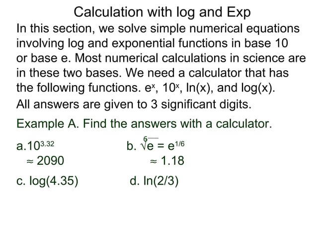 2.5 calculation with log and exp | PPT