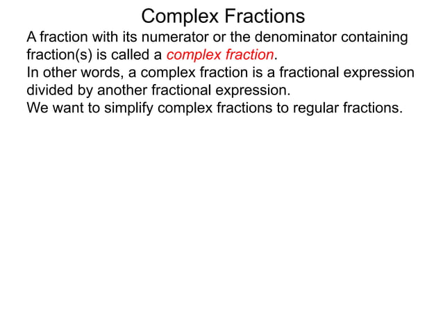2 6 complex fractions | PPT