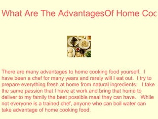 What Are The Advantages Of Home Cooking Food? | PPT