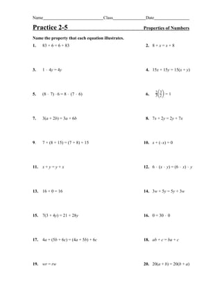 Algebra 1 Problems Worksheet