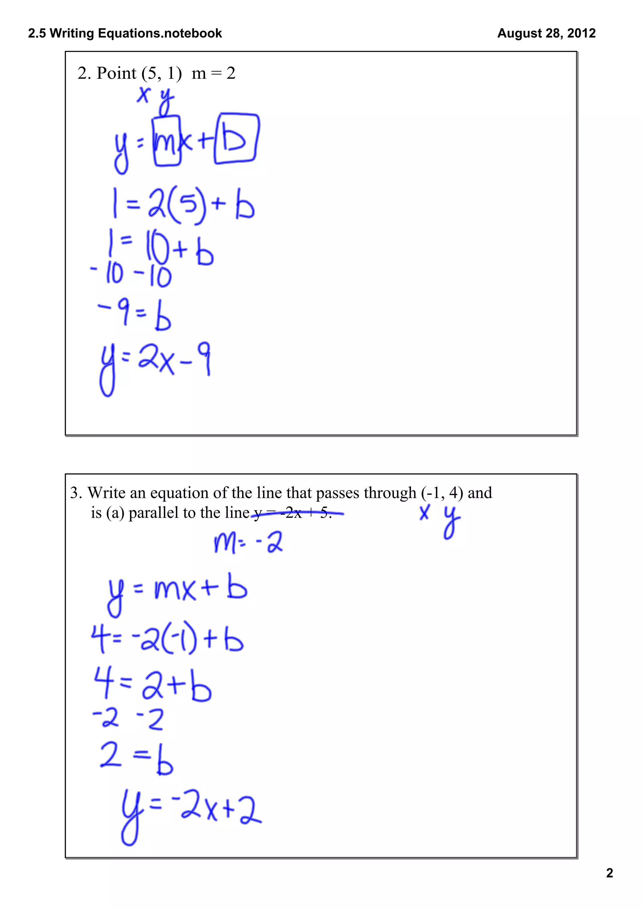 2.5 writing linear equations | PDF