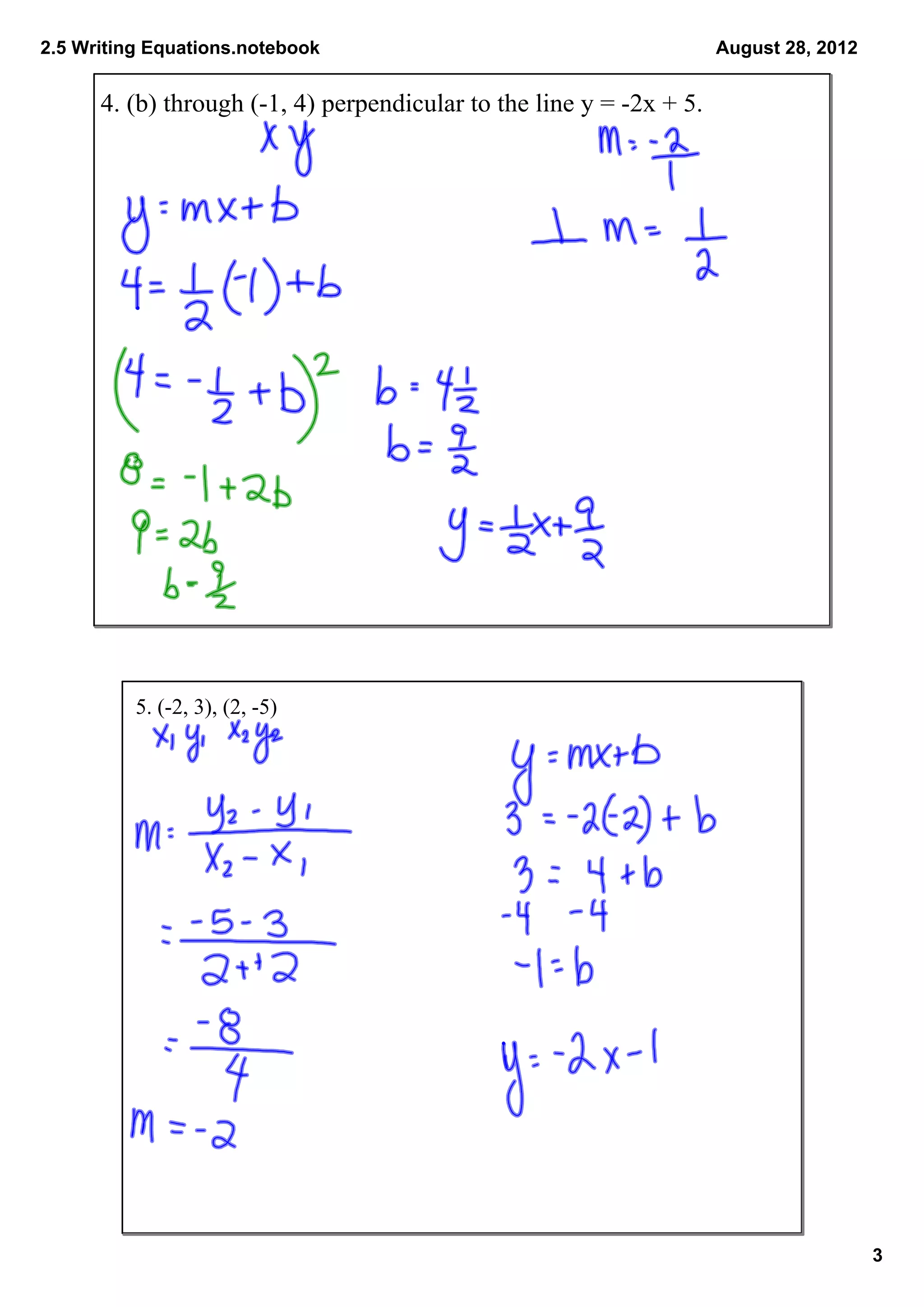 2.5 writing linear equations | PDF
