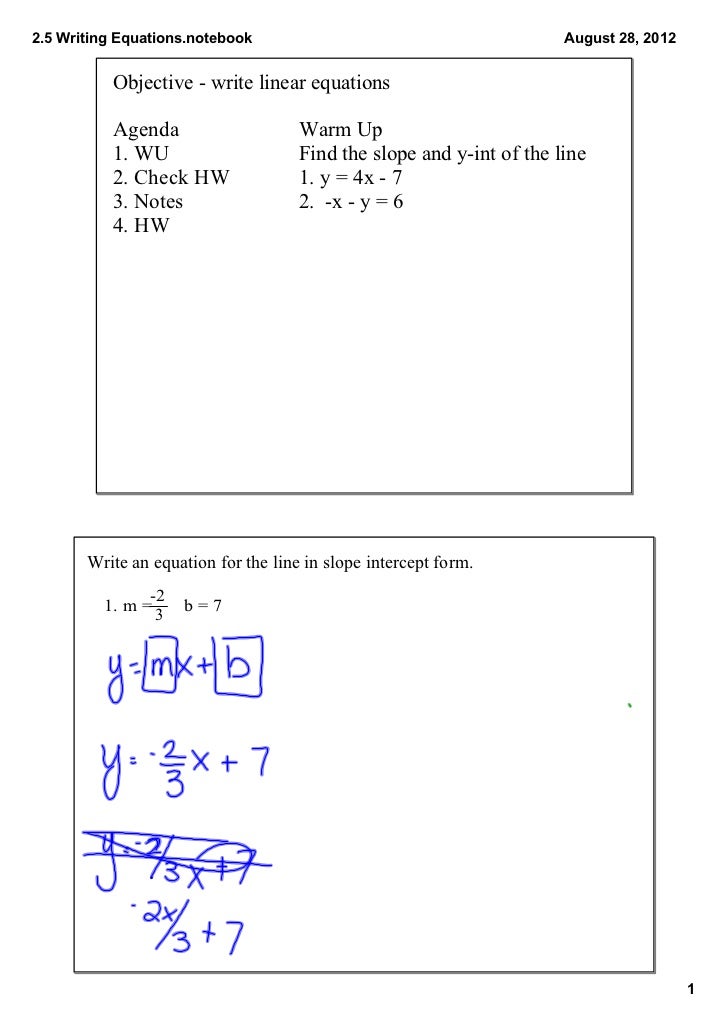 2.5 writing linear equations