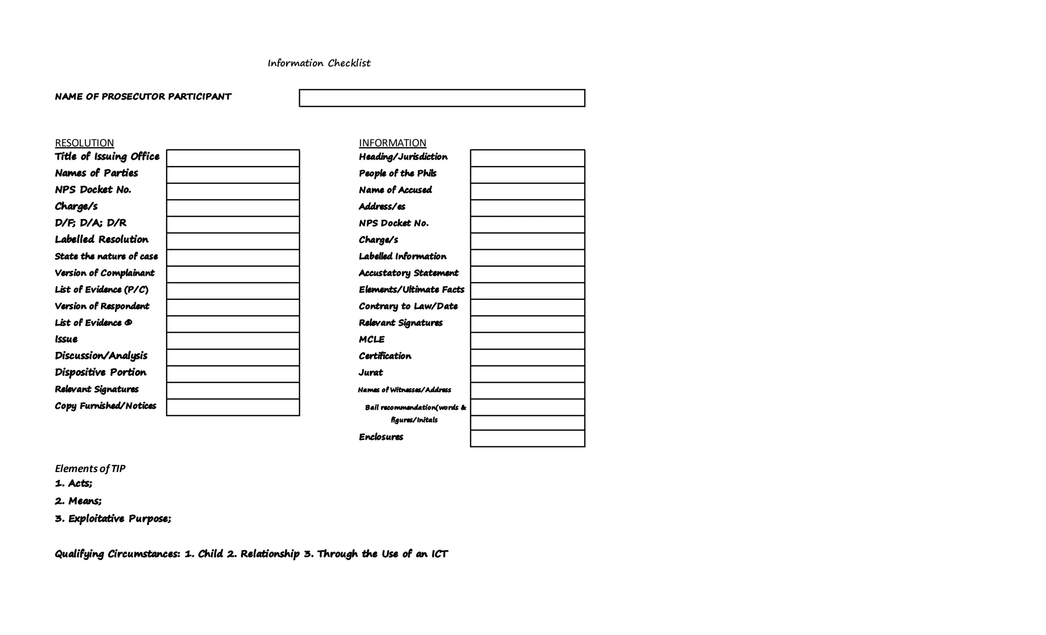 Criminal Information checklist | PDF