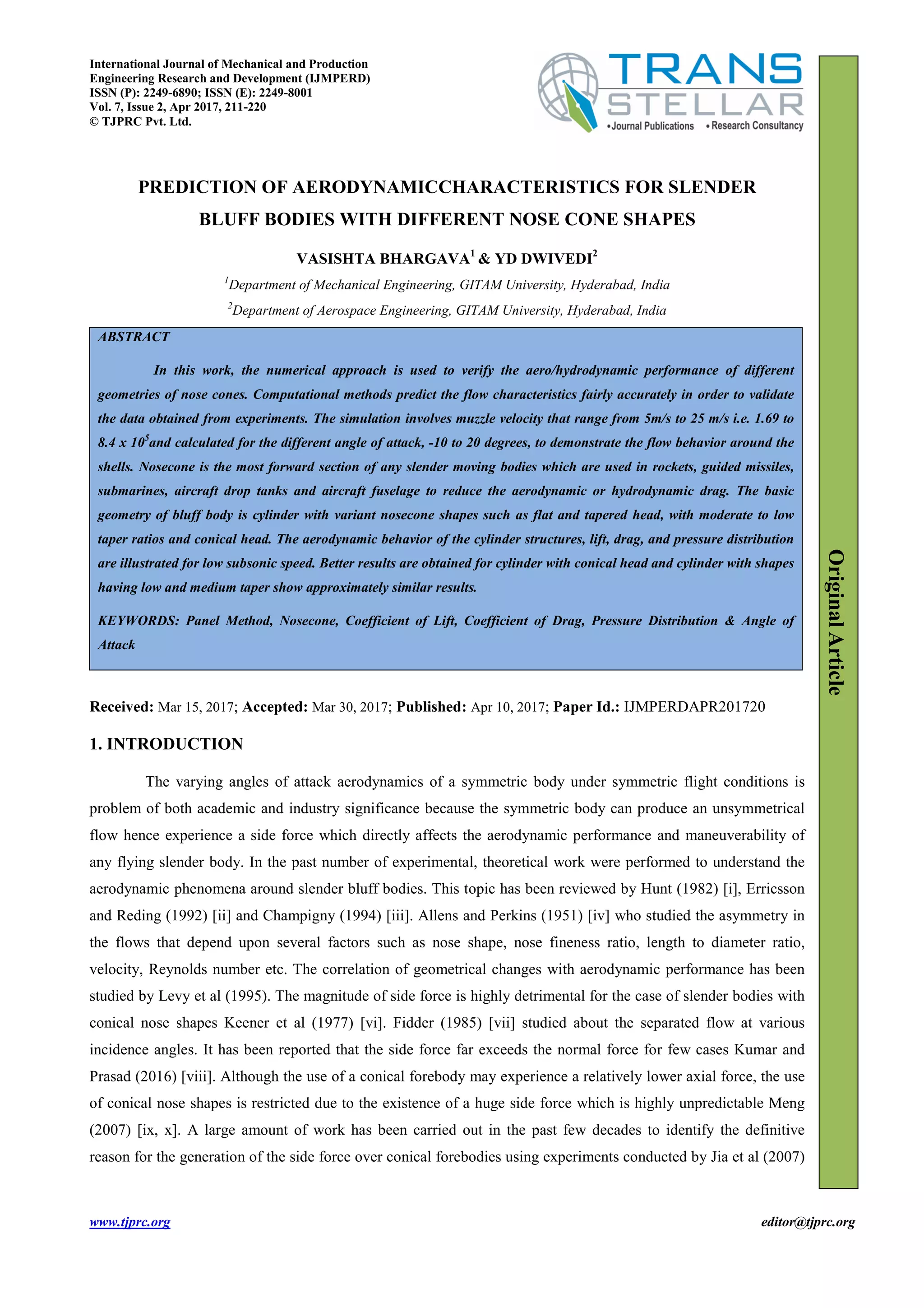 Prediction of aerodynamic characteristics for slender bluff bodies with ...